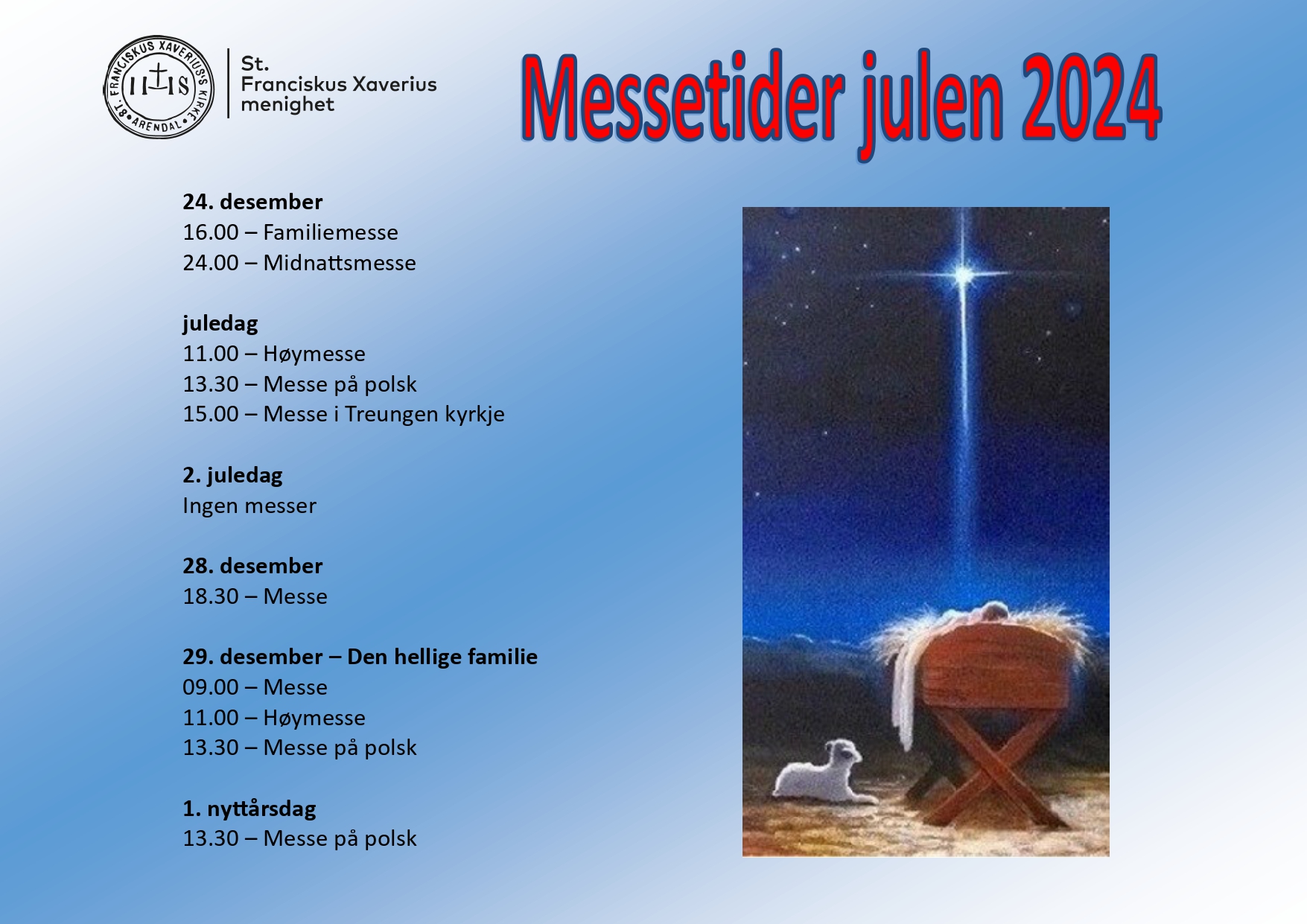Messetider julen 2024 - STFX Menigheten